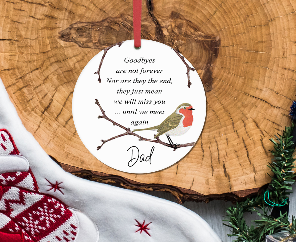 Robin Memorial Loss Loved One Xmas Tree Bauble Ornament Keepsake ...