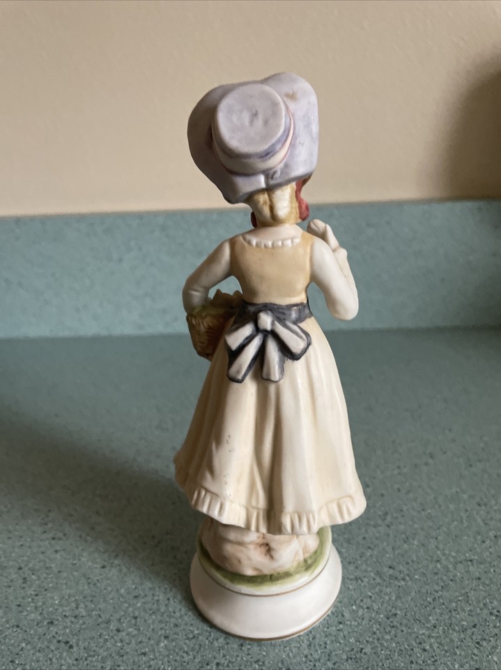 Vintage Ardco 6692 Porcelain Figurine Woman W/ Flower Basket Made In ...