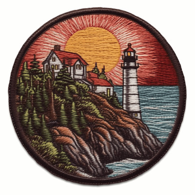 Light House Patch Embroidered Applique Patch - Nature Badge (Iron on ...
