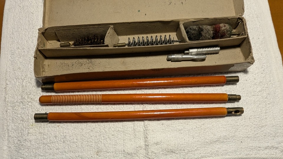 Vintage Wood And Brass Shotgun Cleaning Rod Kit Original Box Box Bad ...