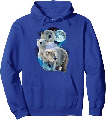 3 Moon Polar Bears Funny Fur Marine Art Humor Gift Unisex Hooded ...