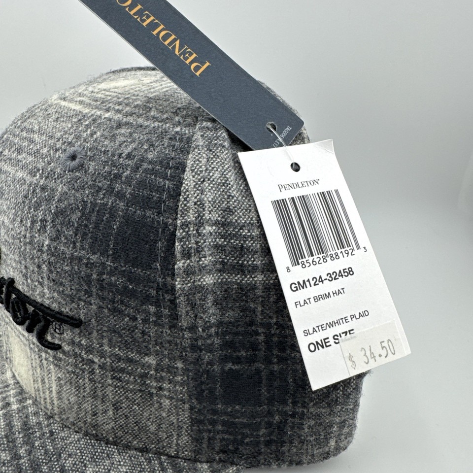 NWT Pendleton GRAY/BLACK/White PLAID WOOL Flat Brim Men's Women’s Hat Flat Bill | eBay