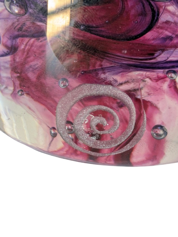 Duncan McClellan Signed Studio Art Glass Paperweight Etched Glass ...