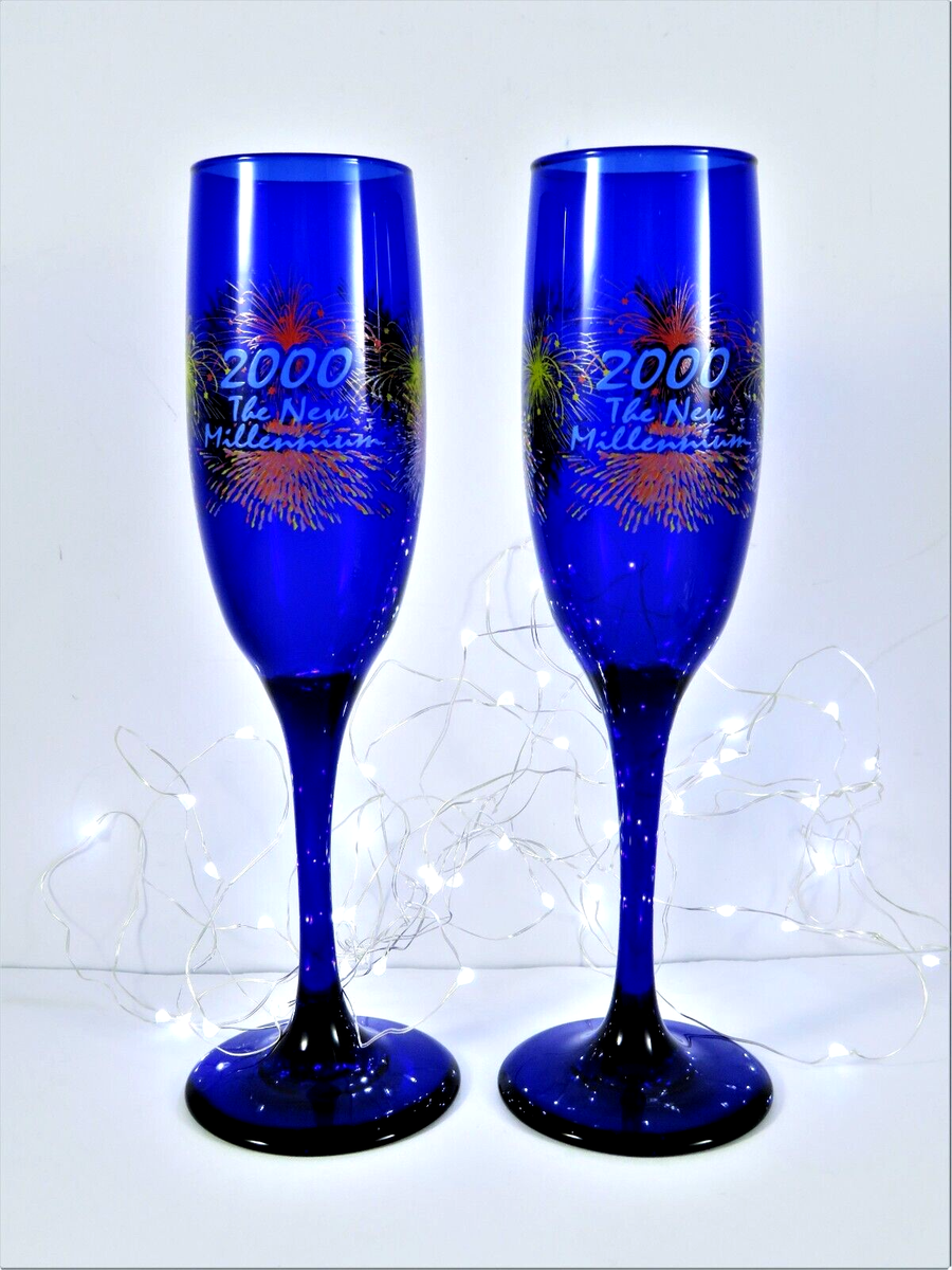 Cobalt Blue Glass Champagne Flutes Vintage Libbey Cobalt Blue Glass