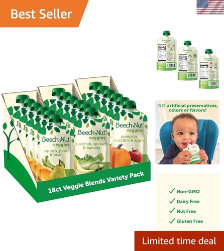 Organic Baby Food Pouches Variety Pack - Nutritious Veggie Purees, 18x3 ...