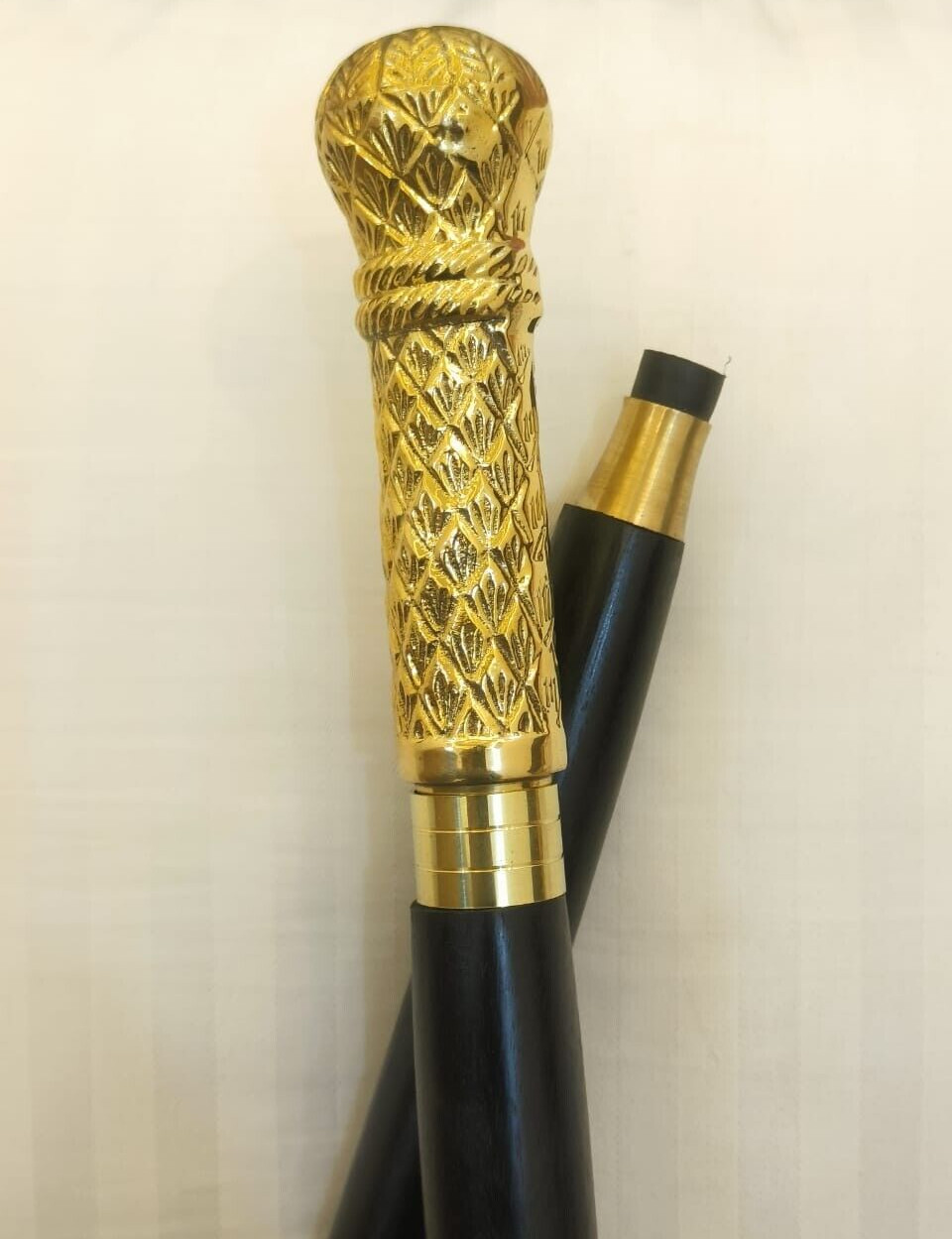 Cane Walking Stick Carved Wooden Handmade Long Round … - Gem