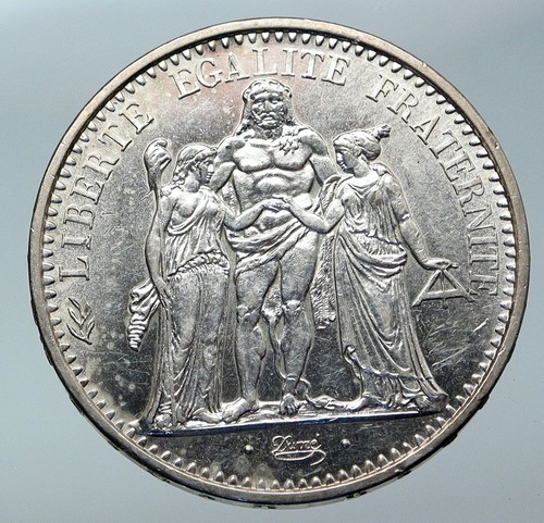 1965 FRANCE Large HERCULES Motto VINTAGE Old Silver 10 FRANCS French ...