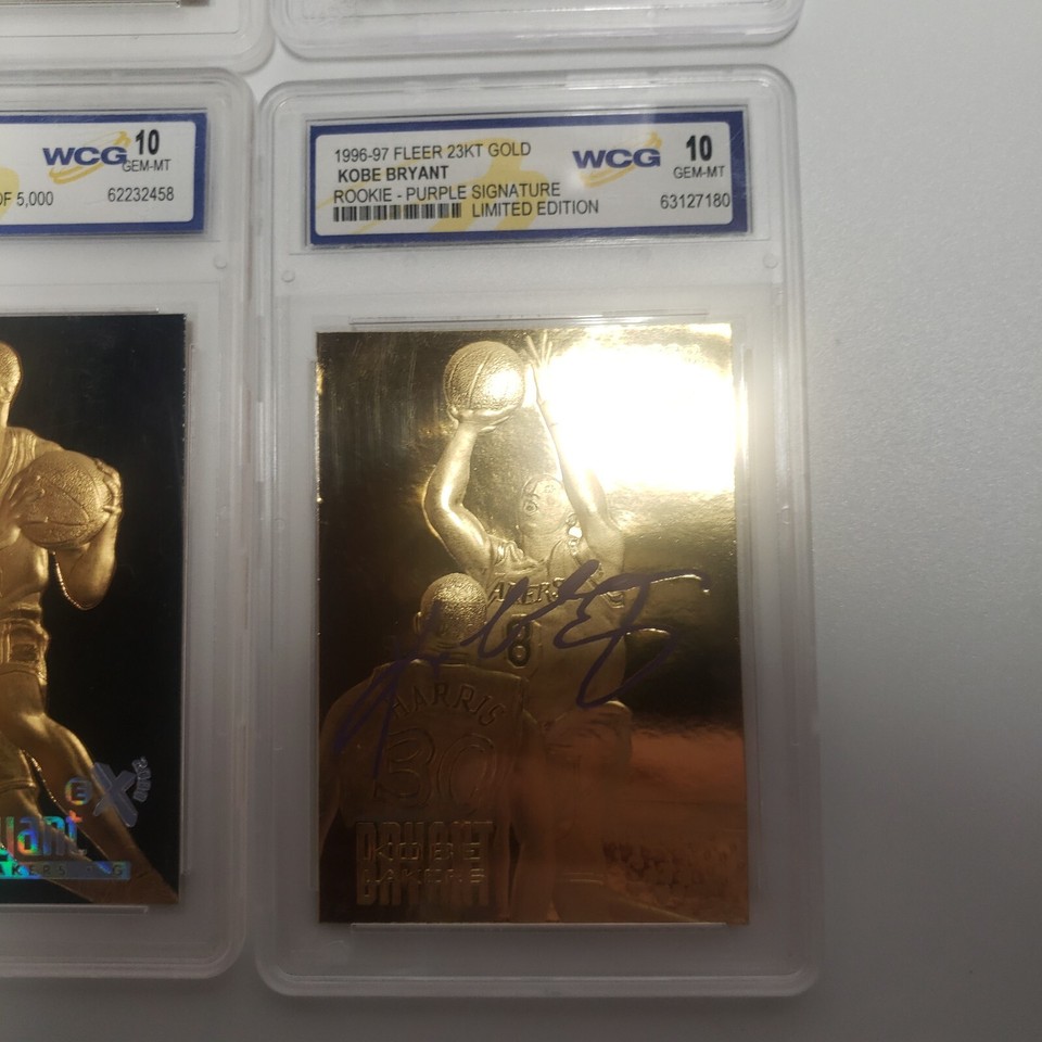 Kobe Bryant Set of 4 Licensed 23K Gold Rookie Cards - Graded Mint Gem ...