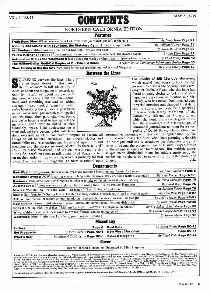 NEW WEST magazine May 21, 1979 - Movie review of "Manhattan", Pontiac ...