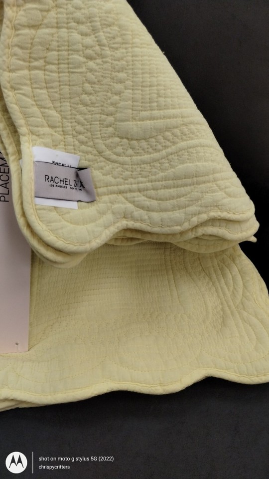 Rachel Zoe SCALLOPED QUILTED PLACEMATS CHARGER Reversible Yellow 13x 19 ...