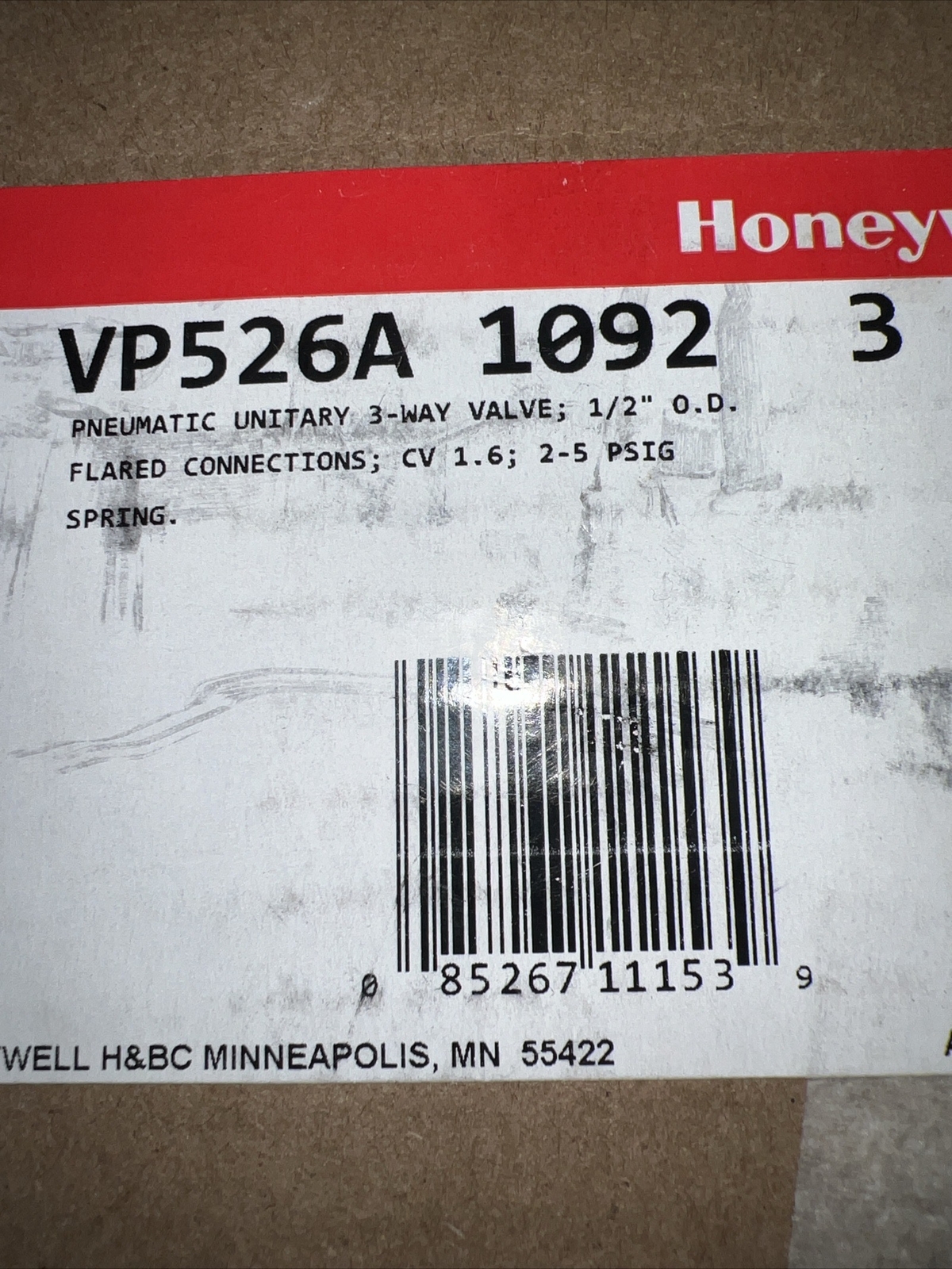 HONEYWELL VP526A1092 Valve Pneumatic for sale online | eBay