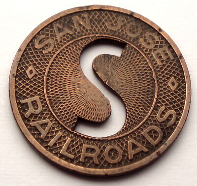 US, SAN JOSE RAILROADS Good For One Fare Transit Token 16.45mm 1.7g ...