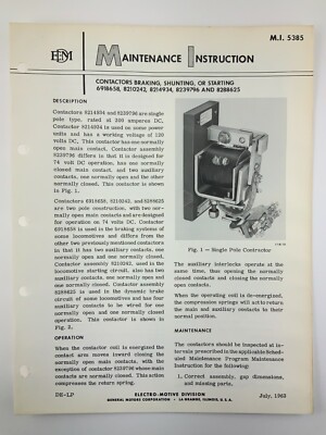 Contactors Braking Shunting Maintenance Instruction GM EMD Electro ...