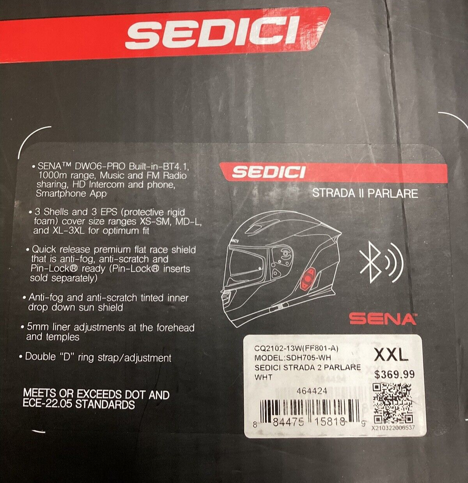 Sedici Sistema II Parlare Helmet-Black-XXL+DustBag+Extra MicrophoneFoam ...