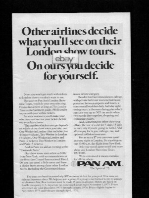 PAN AM SPIRIT OF 75 OTHER AIRLINES DECIDE LONDON TOURS YOUR DECIDE WITH ...