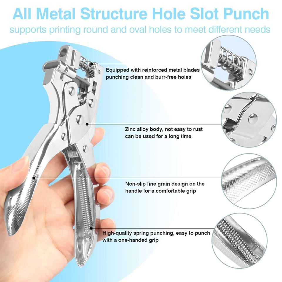 2 in 1 Badge Slot Hole Punch for ID Cards, Heavy Duty Hand Metal Silver ...