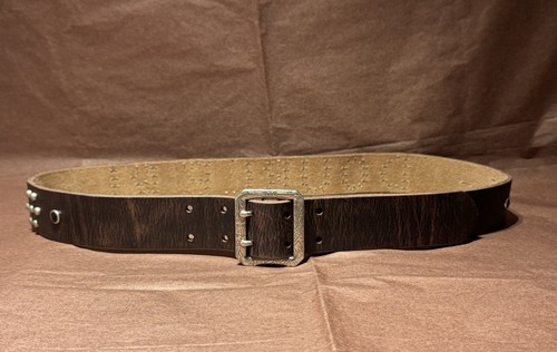 RL Double RL Distressed Studded Leather Belt Copper Buckle Western ...