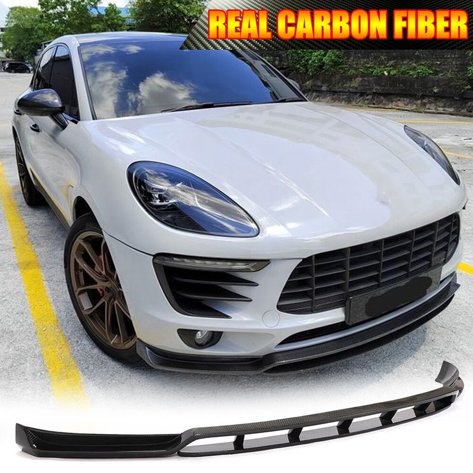 For Porsche Macan 2014-2020 REAL Carbon Fiber Bumper Diffuser Front Lip ...