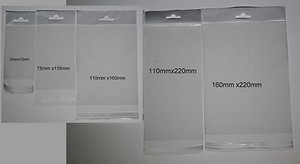 100 pcs Euro Slot Header Bags - Self Seal - Retail Display Bags 6 ...