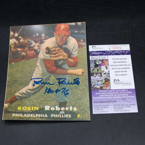 Robin Roberts Signed 5x7 Photo Phillies Auto HOF 76 Inscription JSA ...