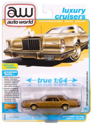 AUTOWORLD 1979 1:64 LINCOLN CONTINENTAL LOW RIDER GOLD DETAIL AWSP175B ...