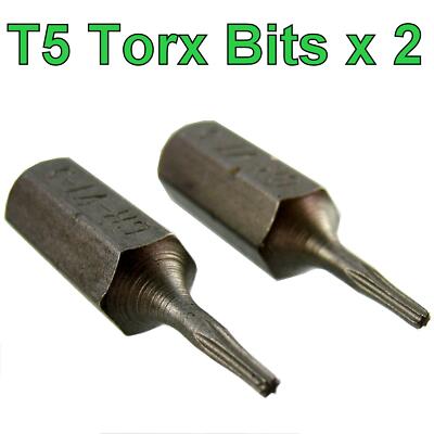 Torx T5 Screw driver Bit 2 pack Tx5 socket star scredriver security ...