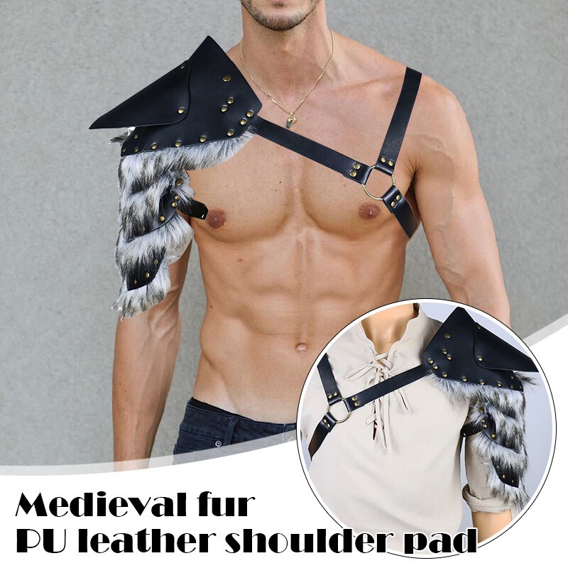 Simulated Hair Cape Knight Cosplay Props Men single Shoulder Armor PU ...