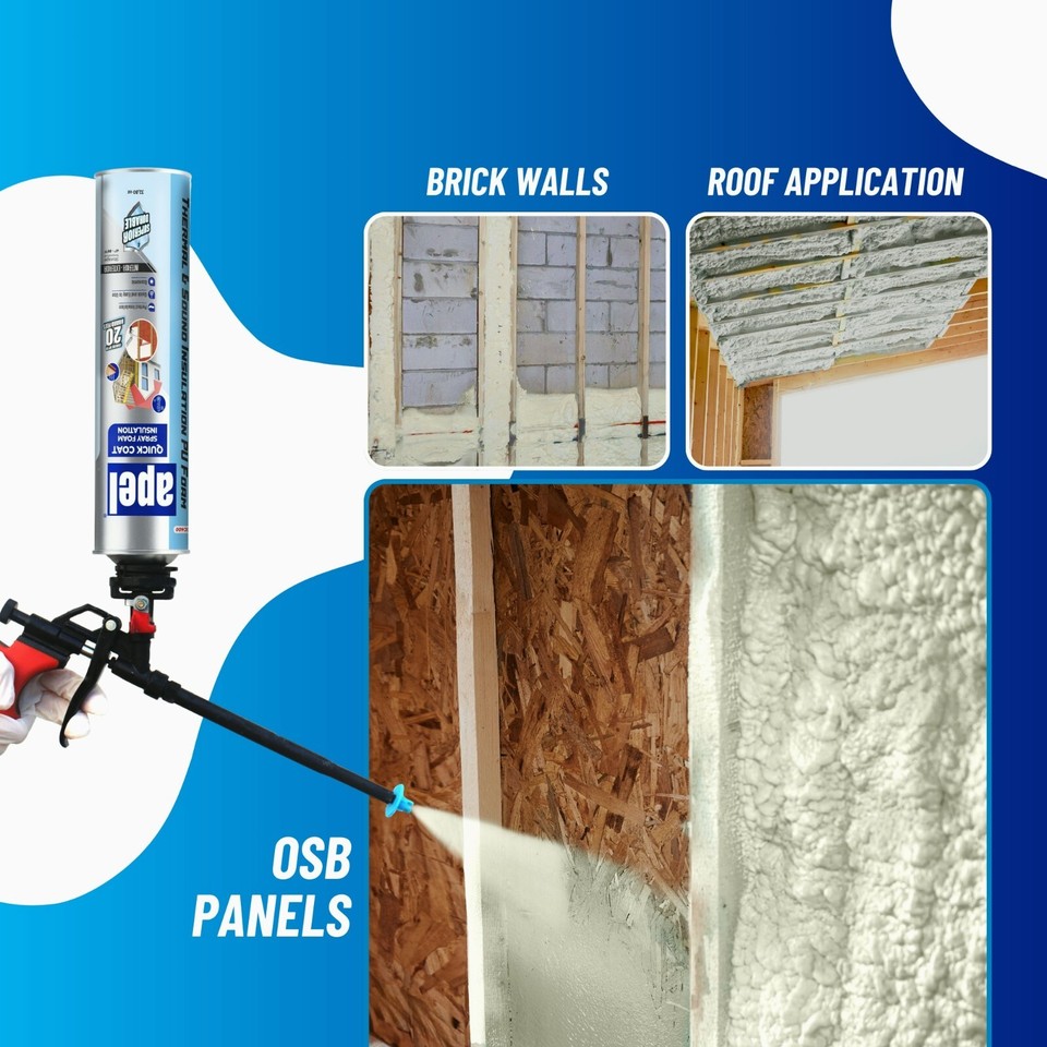 apel Spray Foam Insulation - (12 x 32.80 oz./ 240 Bd ft) Self Expanding ...
