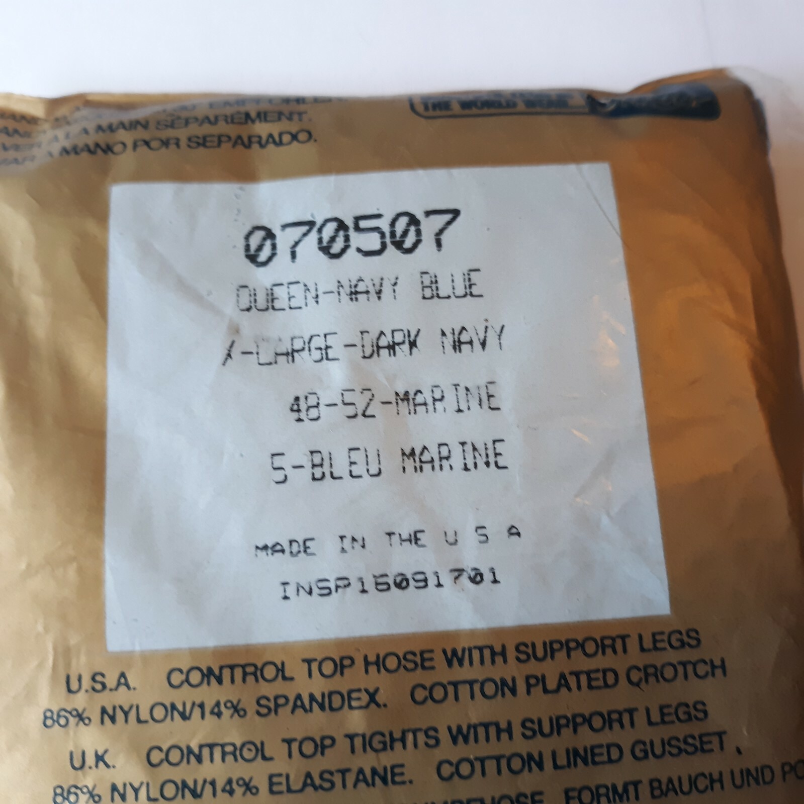 Size Queen Navy Blue Silkies Pantyhose Control Top - Gem