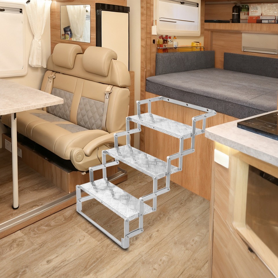 Foldable Step Ladder 3 Steps Folding Scissor Stairs Aluminum Alloy for ...