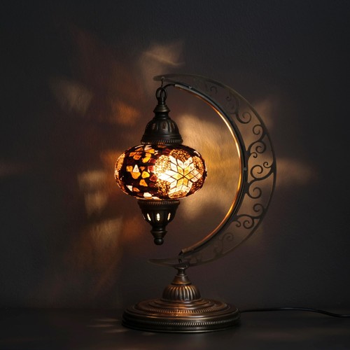 Turkish Moon Lamp, Mosaic Moroccan Table Lighting, Standing Turkish ...