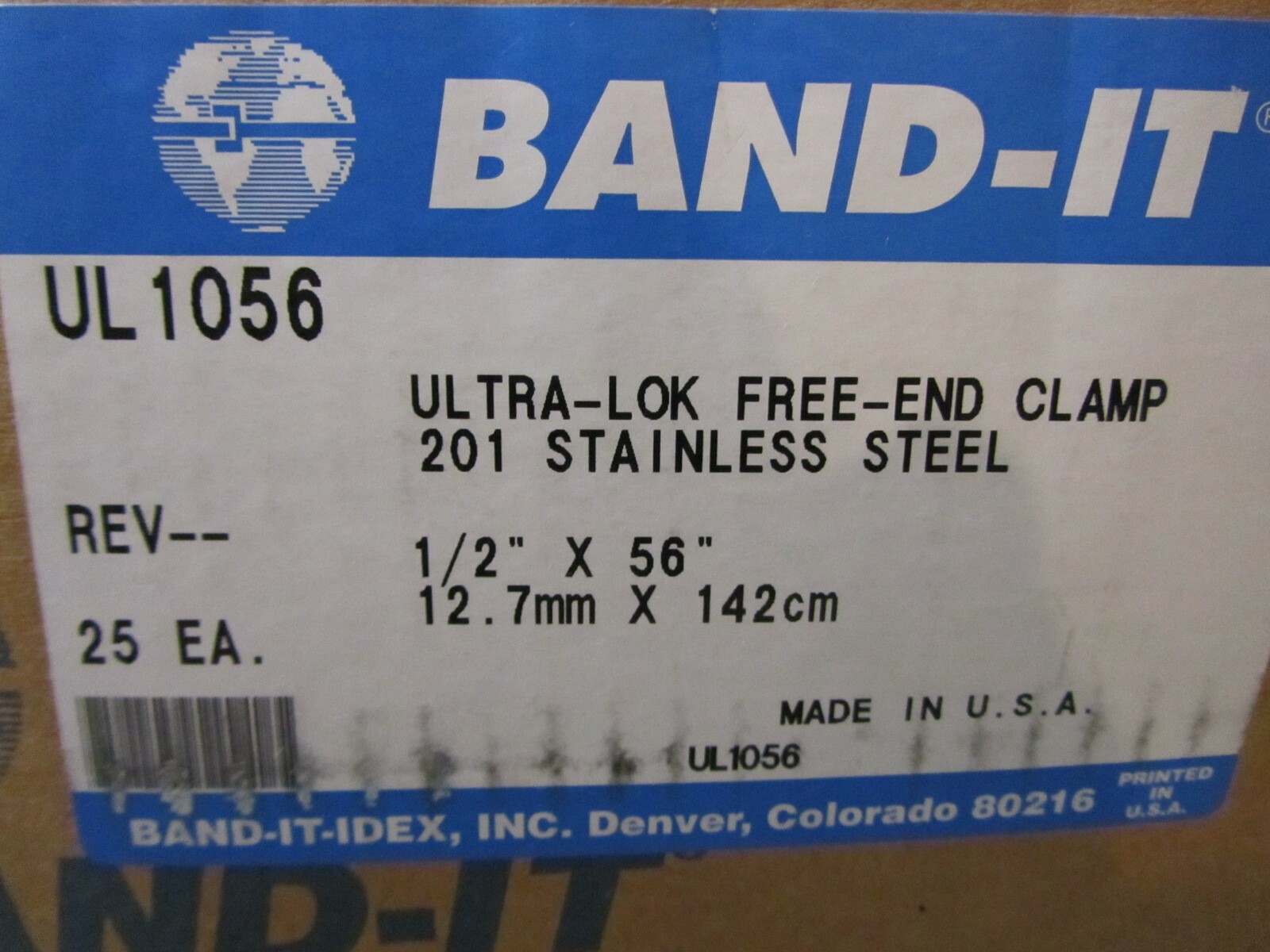 BAND-IT UL1056 Ultra-Lok Free-End Clamp 1/2" X 56", 201SS, Box of 25 Unopened | eBay