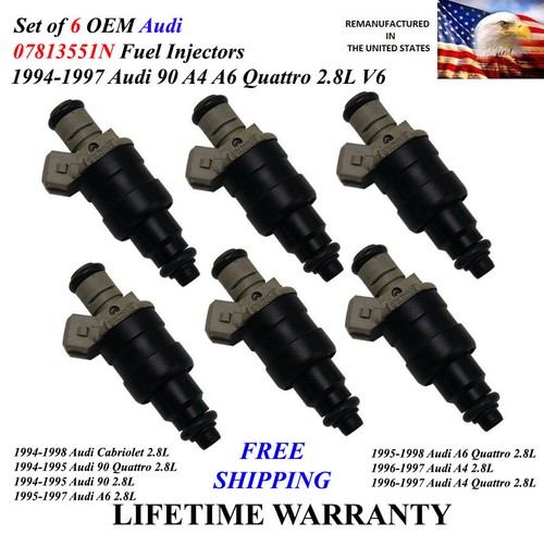 Genuine Set of 6 OEM Audi Fuel Injectors For 1994-1998 Audi Cabriolet 2 ...