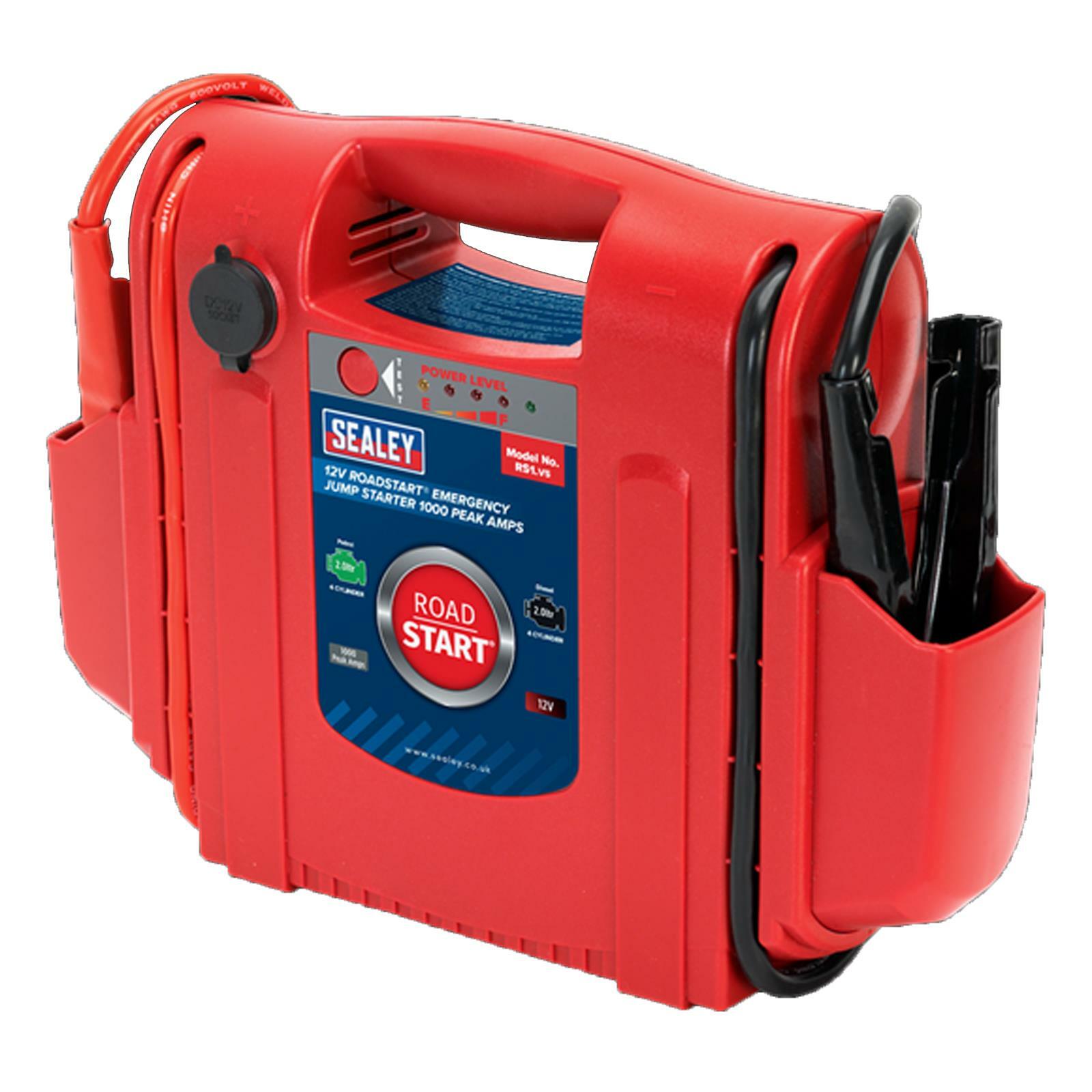 Sealey RoadStart Emergency Jump Start Battery Power Pack 12V 1000 Peak ...