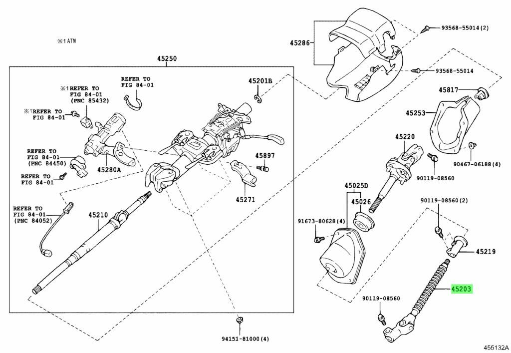 45203-35310 Toyota Lexus Genuine OEM Lower Steering Intermediate Column ...