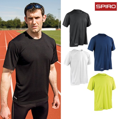 Spiro Quick-Dry Men's Short Sleeve Plain T-Shirt S253M - Running Gym ...