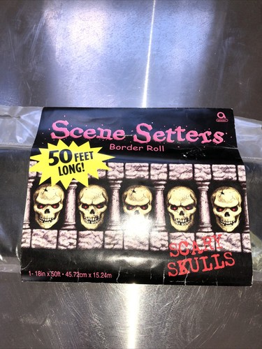 SCENE SETTERS ROOM BORDER ROLL 50FT LONG SCARY SKULLS HALLOWEEN NEW 18 ...