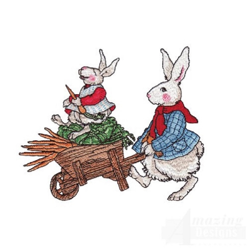 14 Rabbits in My Garden Machine Embroidery Designs on USB | eBay