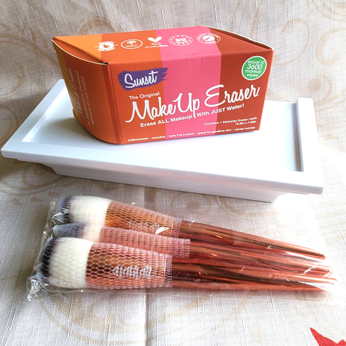 MAKEUP ERASER SUNSET&BRUSH SET 3PC NWT | eBay