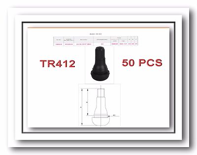 LOT 50 TR412 Tire Valve Stems Snap-In Rim Hole Dia. Inch 0.453 Length 7 ...