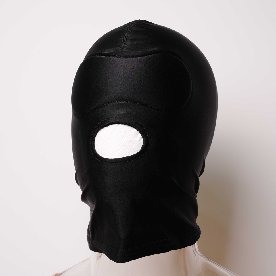 Black Face Mask Elastic Breathable Open Eyes Mouth Spandex Costume Hood ...