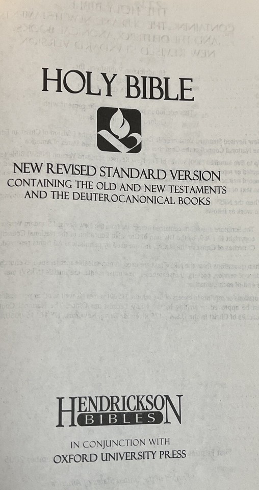 Holy Bible With The Apocrypha NRSV - Hendrickson Publishers Ed. Holy ...