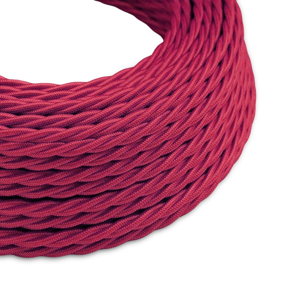 2/3 Core Twisted Braided Fabric Cables Vintage Style Coloured Wire Lamp ...