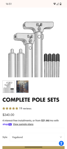 Springbar Canvas Tent VAGABOND - Replacement Pole Set - USA Made ...