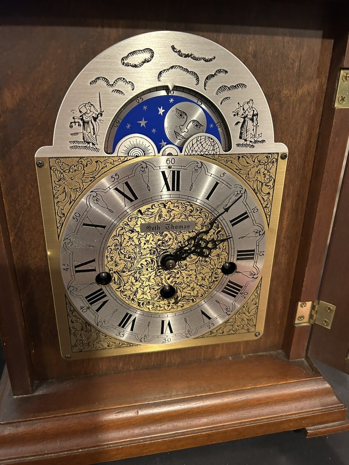 Vintage Seth Thomas Wharton Moon Dial Mantle clock 1219-000 Wind Clock ...