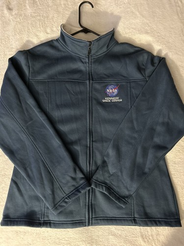 NASA Kennedy Space Center Full Zip Sweater XL Collared Blue Space Stars ...