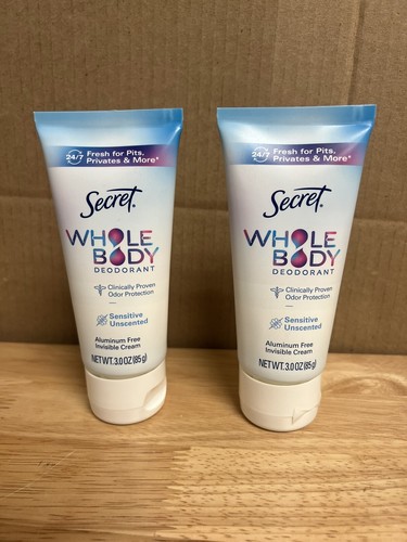 2 Pk Secret Whole Body Deodorant Cream, Sensitive/Unscented 3oz Ea New ...