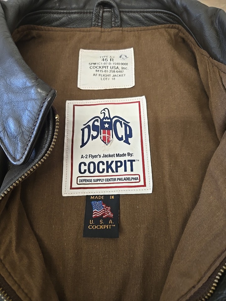 Vintage DSCP Cockpit USA Type A-2 AF Flight Bomber Jacket Brown sz 46R ...