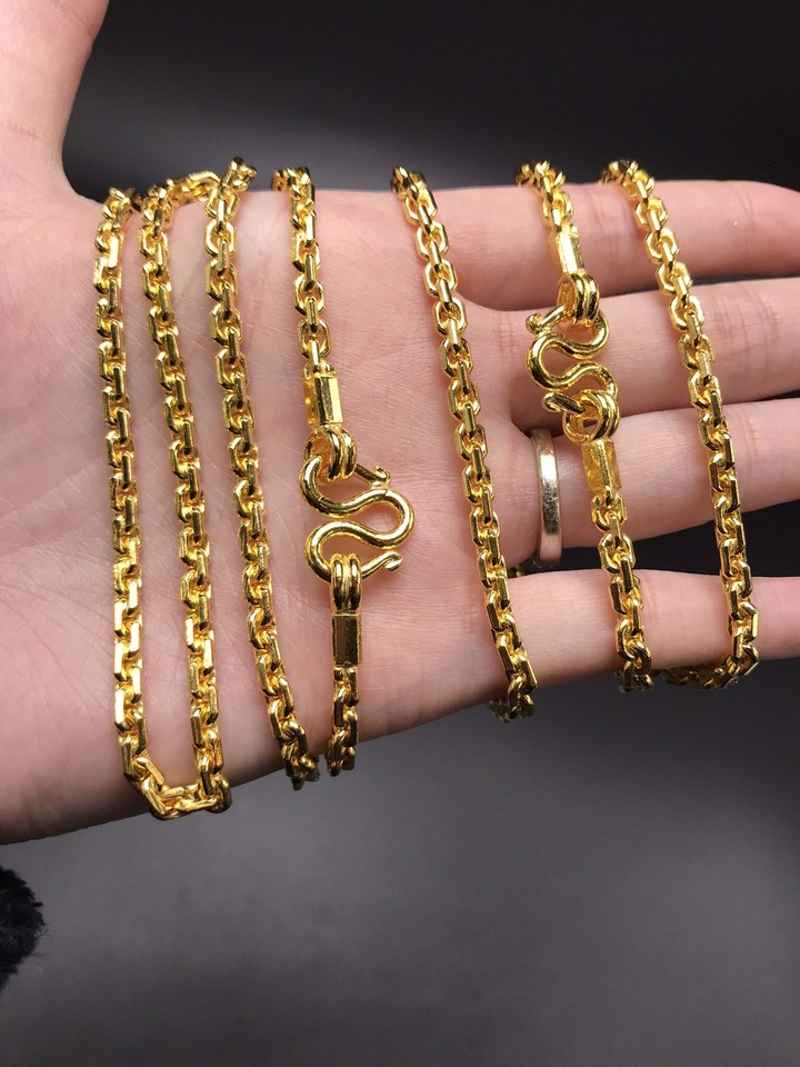 9999 24k yellow gold baht anchor link chain necklace 75 Gram 24” 4mm | eBay