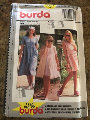 🌹 BURDA #3557 - GIRLS BUTTON DOWN DRESS-OVERDRESS & SUNDRESS PATTERN 11 ...